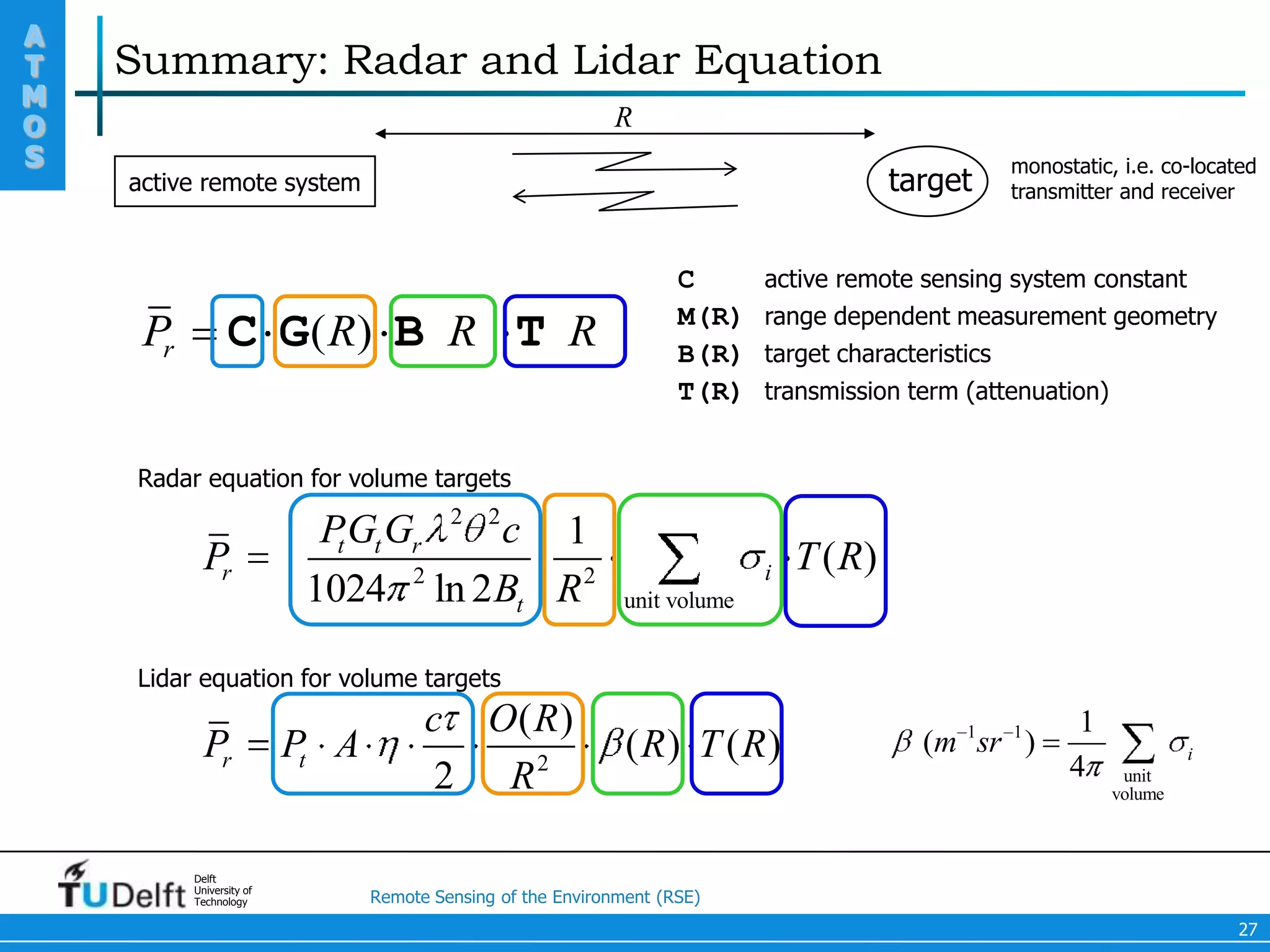 The active remote sensing equation | PPS