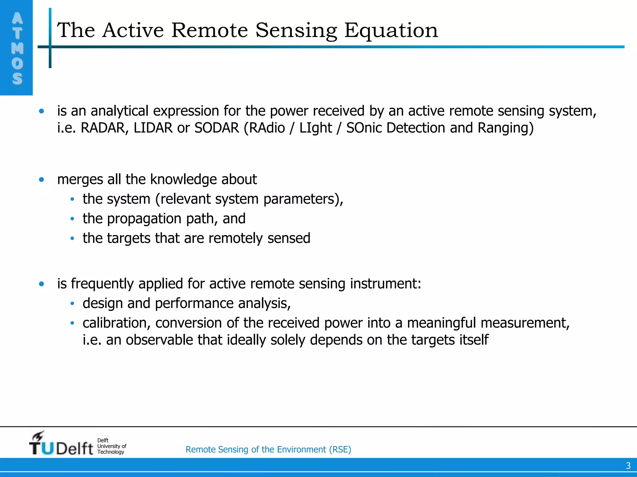 The active remote sensing equation | PPS