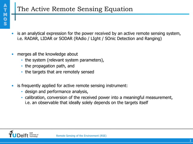 The active remote sensing equation