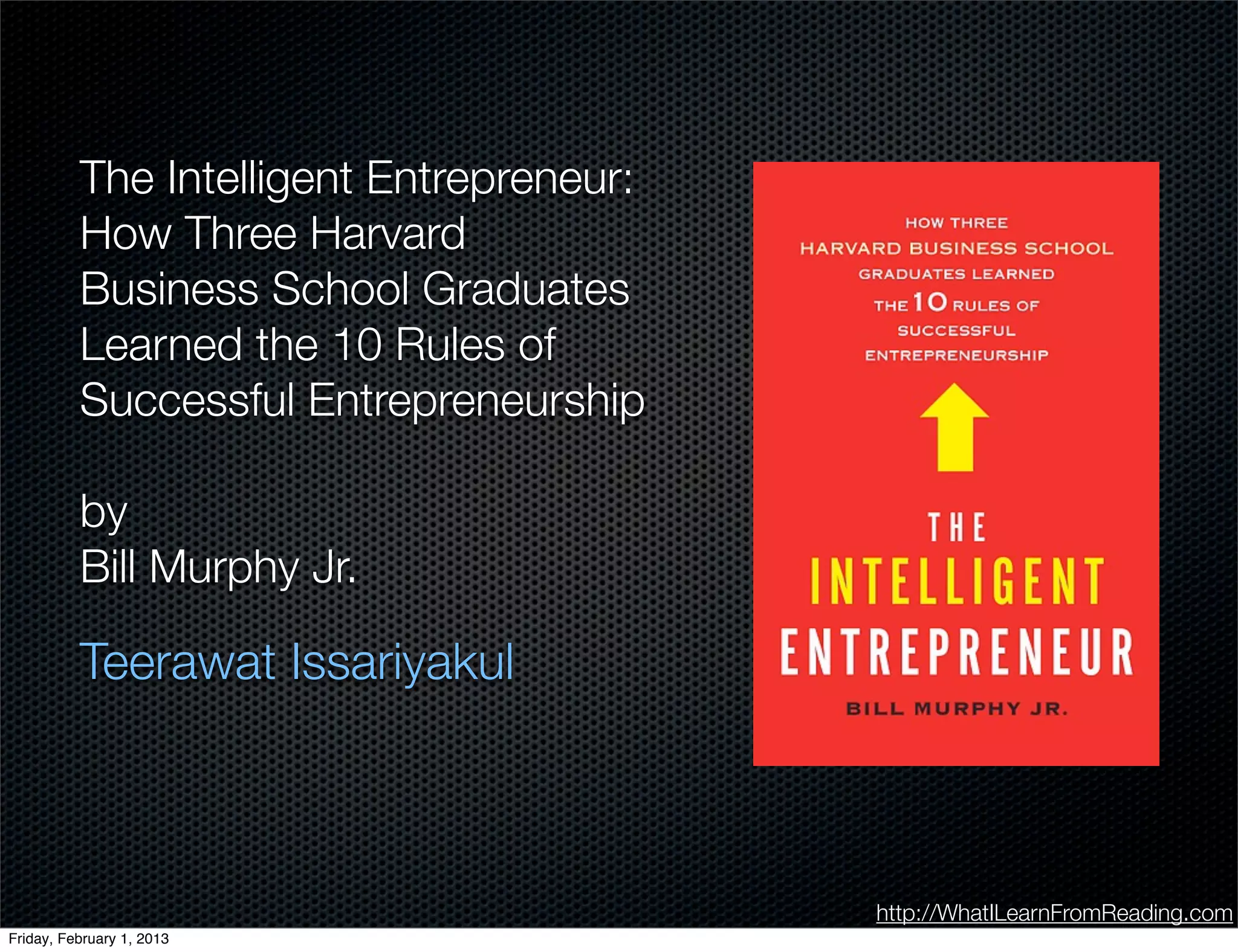 Intelligent entrepreneurs by Bill Murphy Jr. | PDF