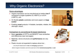 Plastic Logic at the 12th Microelectronics Academy | PDF | Chemistry ...