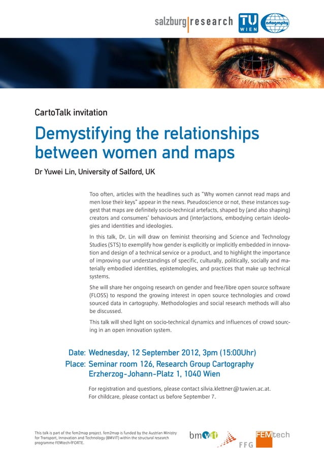 Demystifying the relationships between women and maps (flyer for the Vienna CartoTalk) | PDF