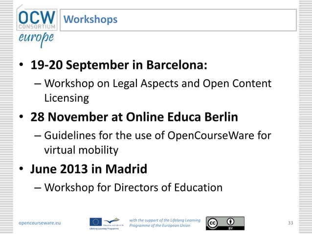 Workshop Barcelona: Presentation Introduction to OpenCourseWare | PPT