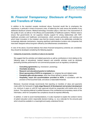 Eucomed Transparency Position | PDF