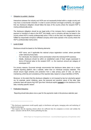 Eucomed Transparency Position | PDF