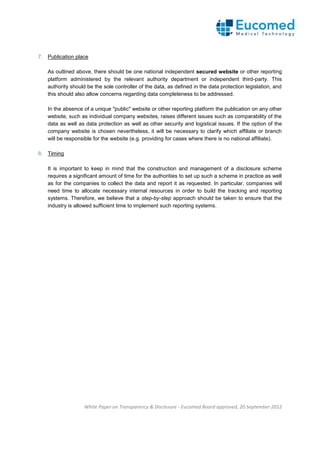 Eucomed Transparency Position | PDF