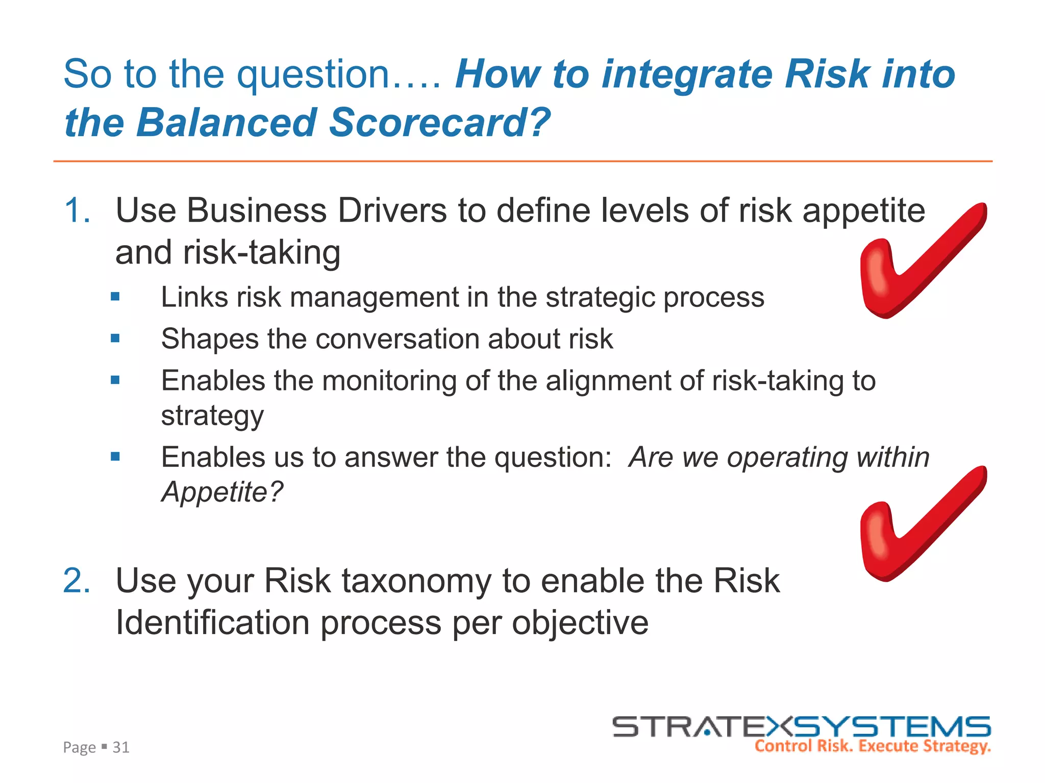 Integrating Risk into your Balanced Scorecard | PPTX