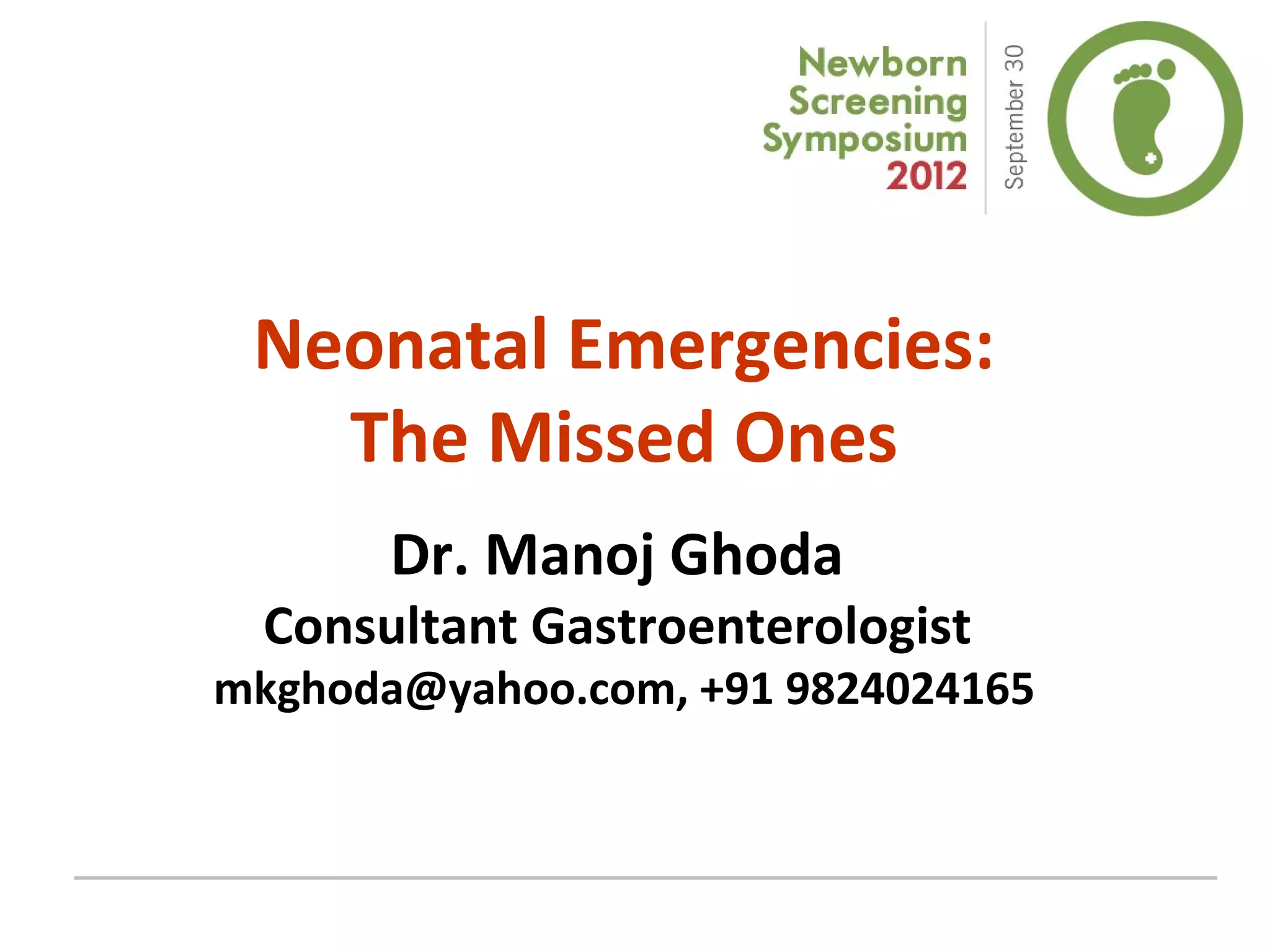 Metabolic emergencies in the Newborn | PPT