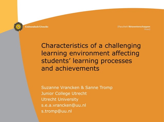 Characteristics of a challenging learning environment affecting ...