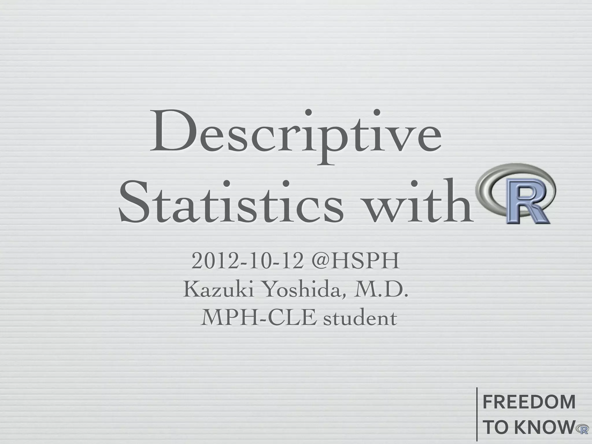 Descriptive Statistics with R | PDF