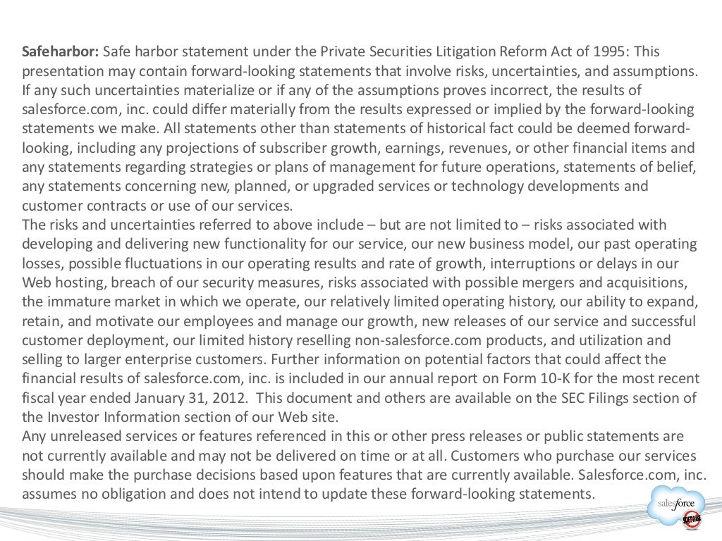 Safeharbor Safe Harbor Statement Under safeharbor-safe-harbor-statement-under