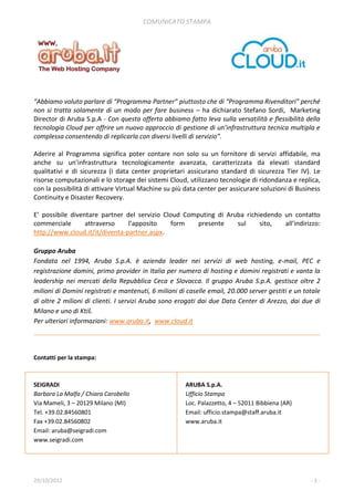 Nuovo Programma Partner di Cloud.it basato sul Cloud Computing di Aruba | DOCX | Cloud Computing ...