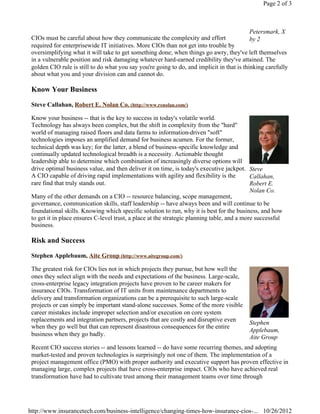 201210 Insurance and Technology: Changing Times- How CIO's Can Increase Influence | PDF