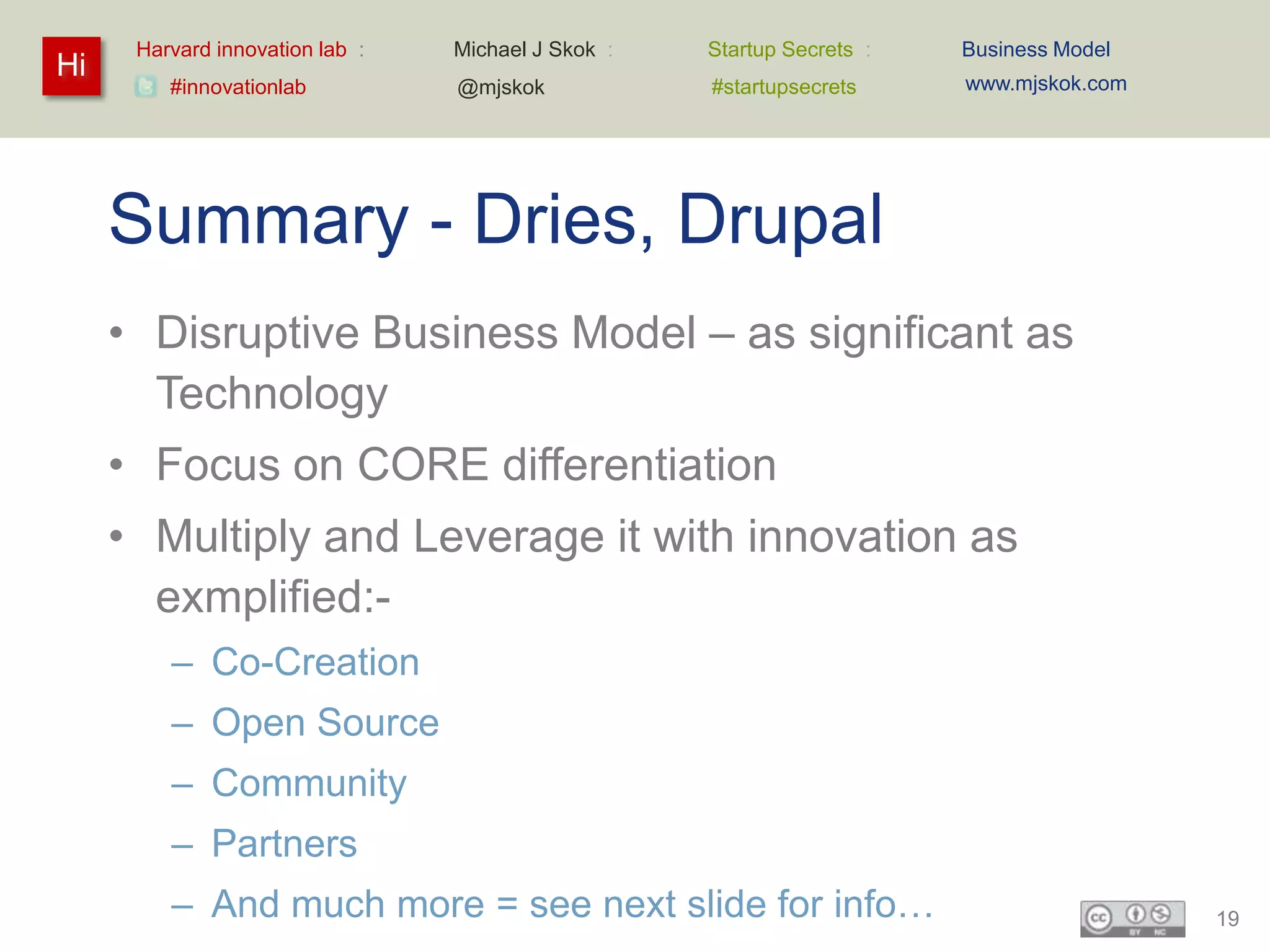 Game Changing Business Models - Case - Dries Drupal, Open Source, Co-Creation | PPTX