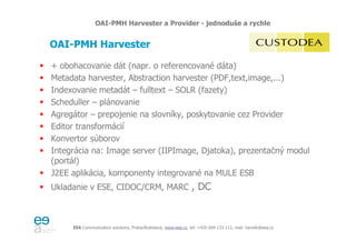 OAI-PMH Harvester a Provider jednoduše a rychle | PPT