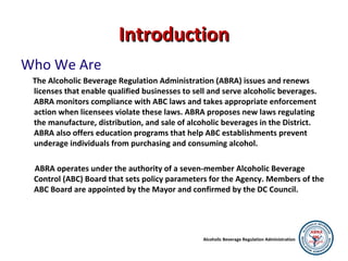 ABRA | Registration & Licensing | PPT | Alcoholic Beverages | Food & Drink
