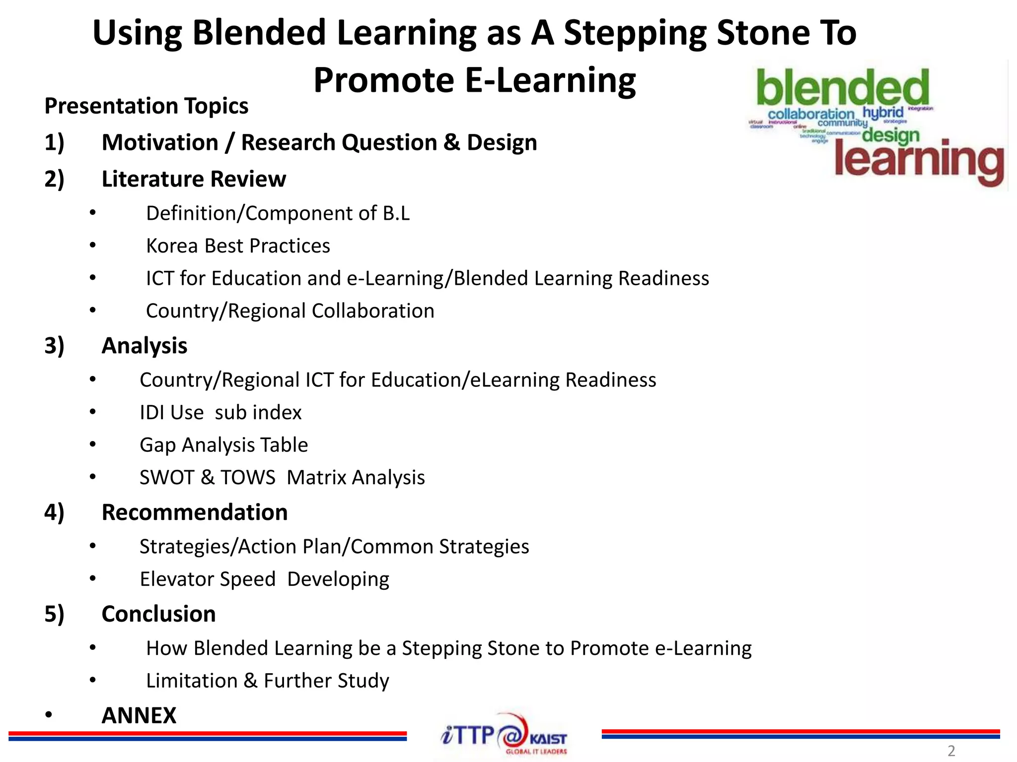 Using Blended Learning as a stepping stone to enhance e-learning | PPTX