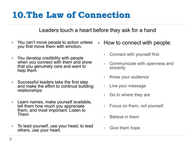 The 21 Irrefutable Laws Of Leadership Ppt | PDF | Social Networking ...
