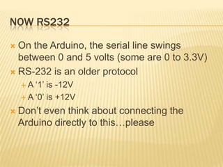 2012 1 arduino_rs232 | PPTX | Computer Peripherals | Computing