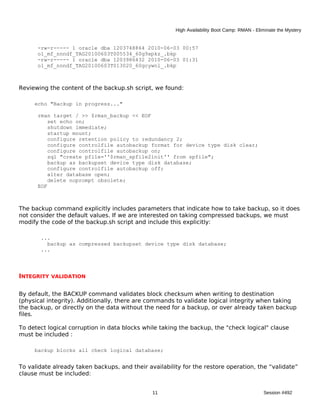 Collaborate 2012 - RMAN eliminate the mystery | PDF