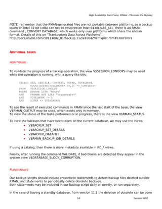 Collaborate 2012 - RMAN eliminate the mystery | PDF