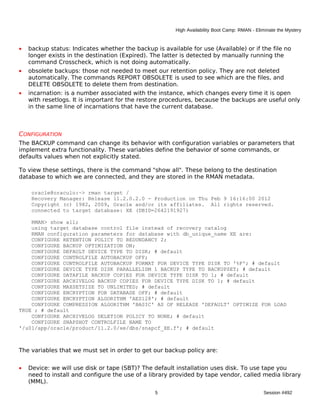 Collaborate 2012 - RMAN eliminate the mystery | PDF