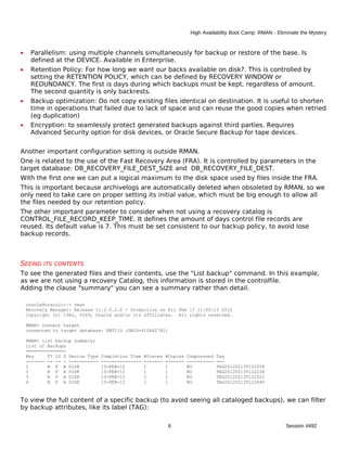 Collaborate 2012 - RMAN eliminate the mystery | PDF