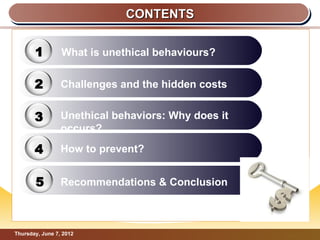 Dealing with unethical behaviors in organizations | PPT