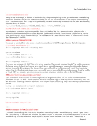 10 Problems with your RMAN backup script - whitepaper | PDF