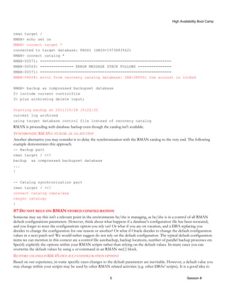 10 Problems with your RMAN backup script - whitepaper | PDF