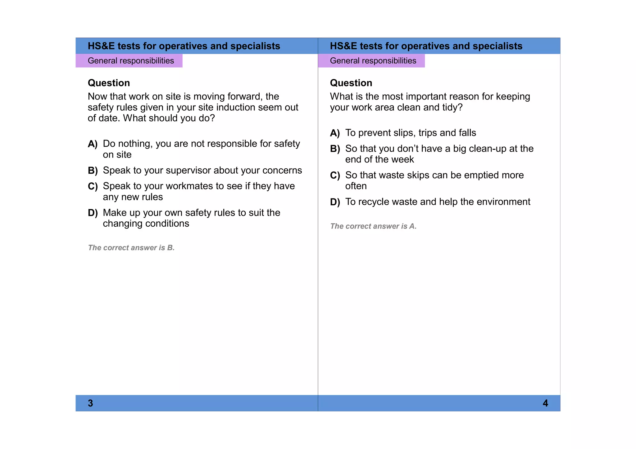 Health Safety and Environment test for Operatives and Specialists | PDF