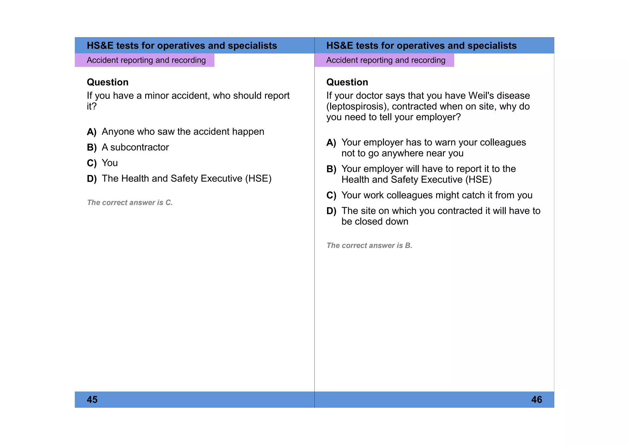 Health Safety and Environment test for Operatives and Specialists | PDF