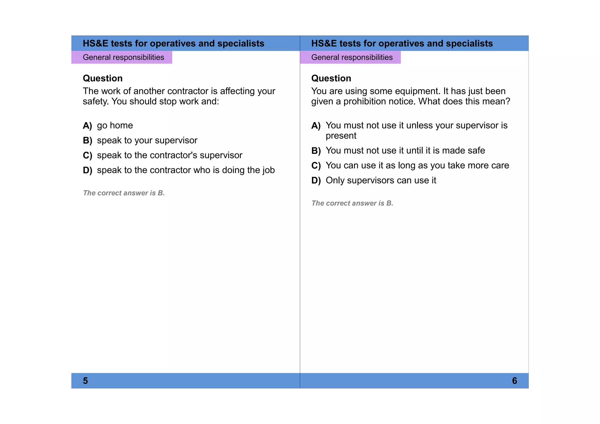 Health Safety and Environment test for Operatives and Specialists | PDF