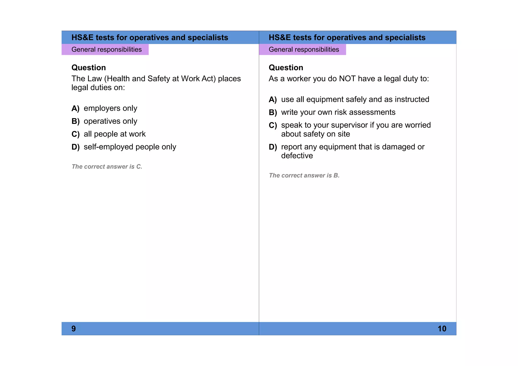 Health Safety and Environment test for Operatives and Specialists | PDF