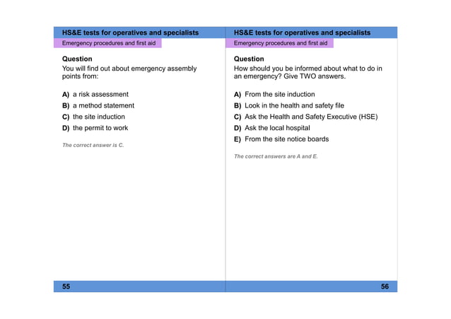 Health Safety and Environment test for Operatives and Specialists | PPT