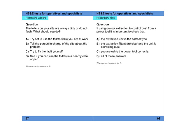 Health Safety and Environment test for Operatives and Specialists | PPT