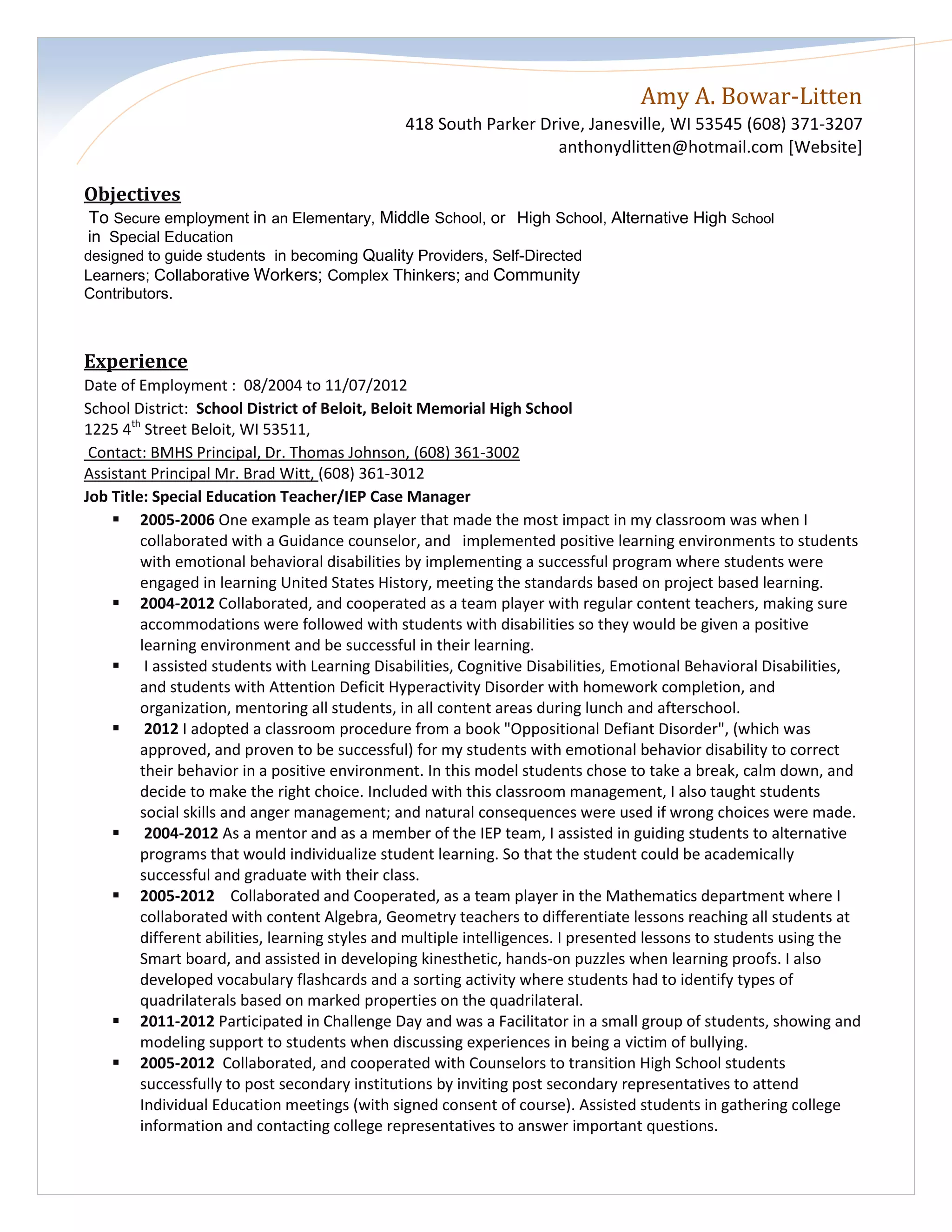 2012 amy's chronological resume | DOCX