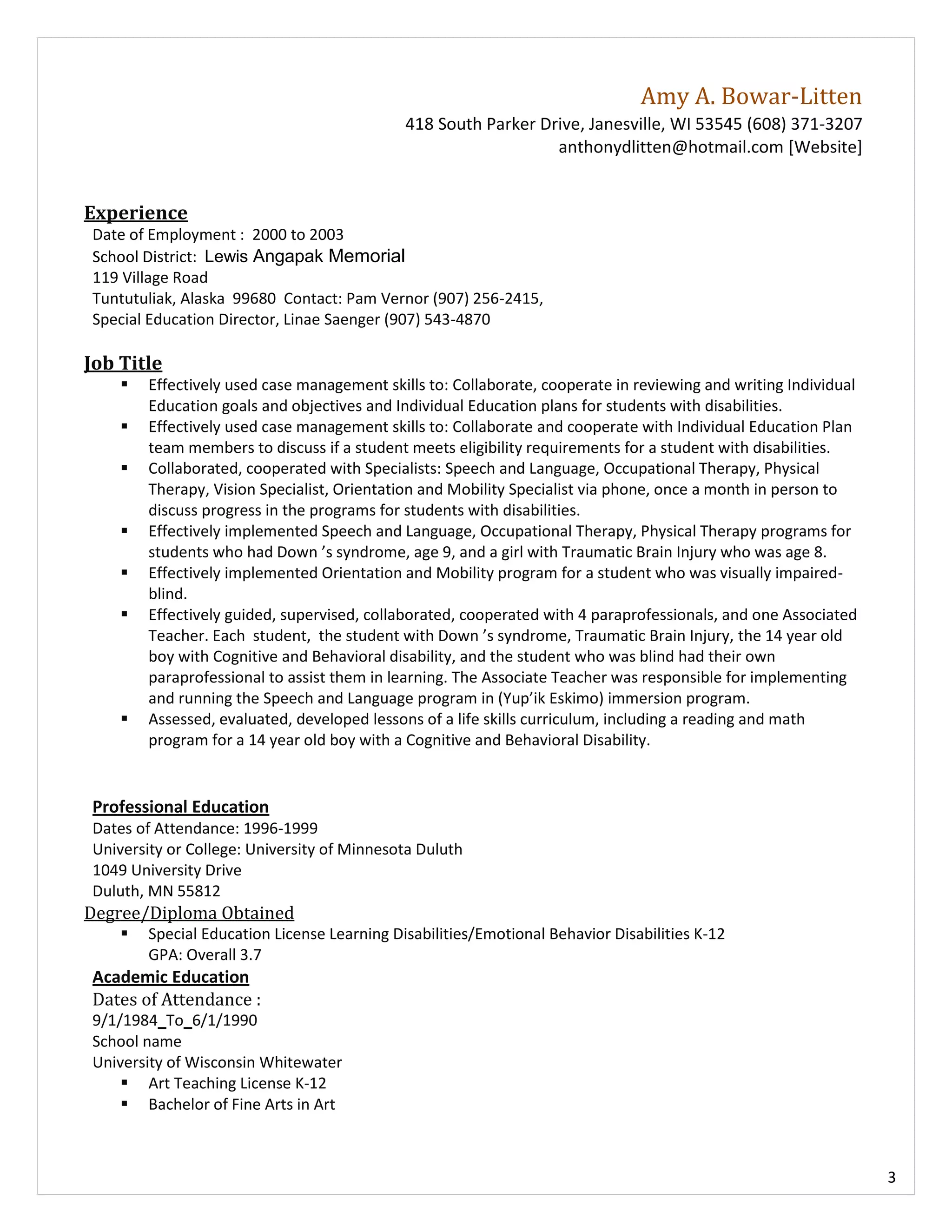 2012 amy's chronological resume | DOCX