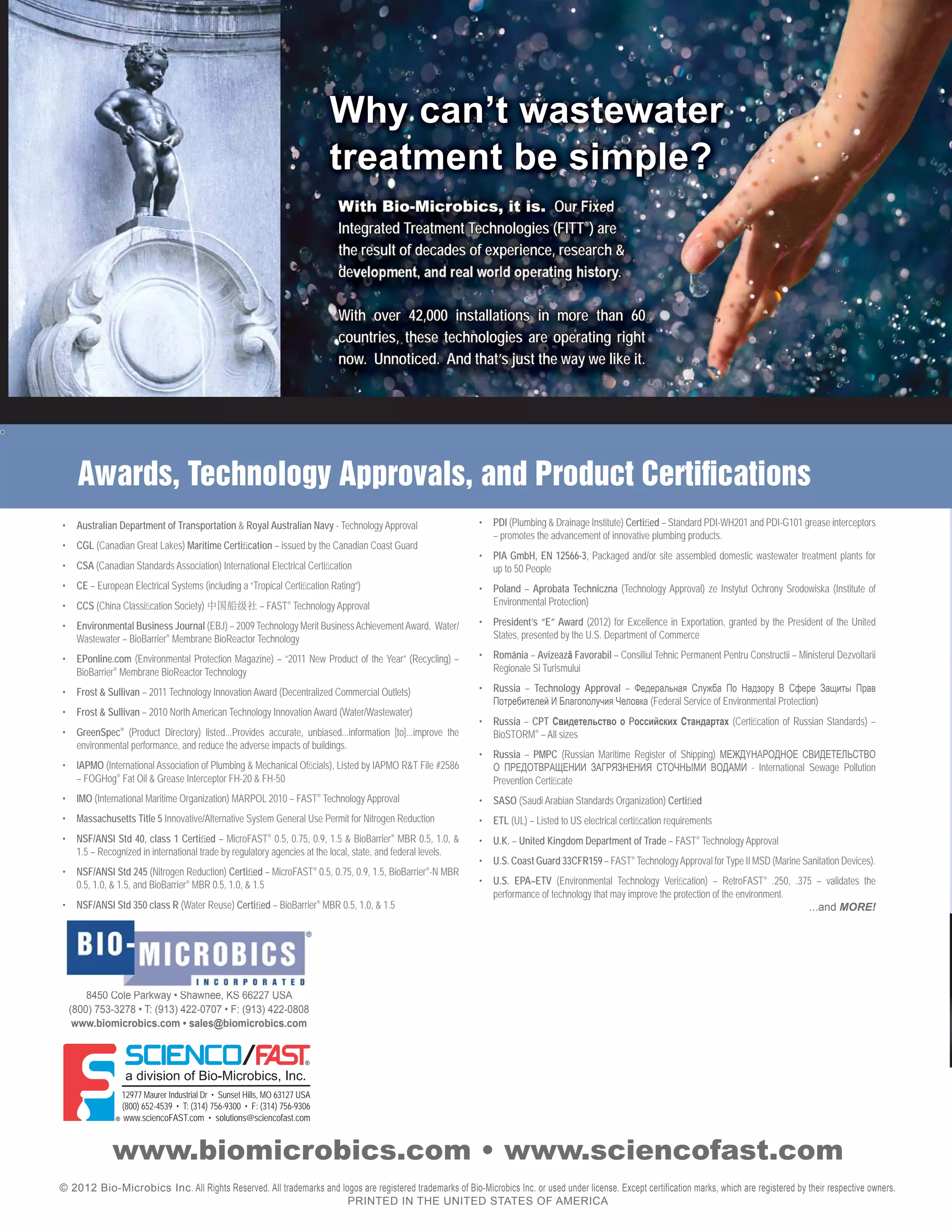 BioBarrier Membrane Bioreactor brochure | PDF | Biotech and Biomedical ...