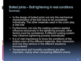 2012 Bolted joints - Bolted joints in real conditions | PPTX