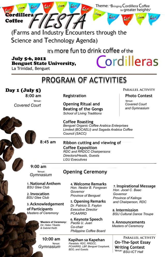 2012 coffee fiesta program of activities | PDF