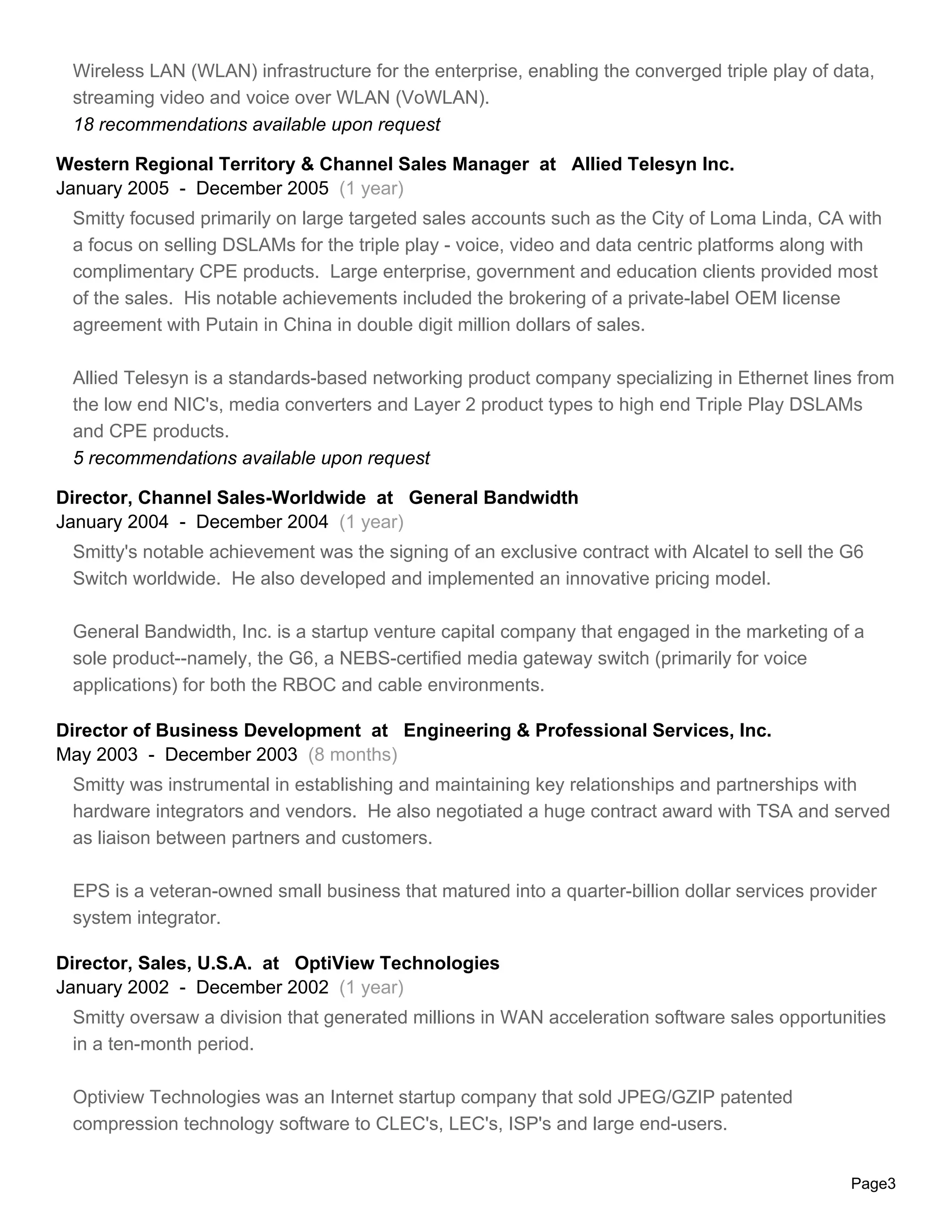 Smittys Linked In Profile | PDF