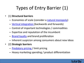 Entry Barriers in Markets | PPTX