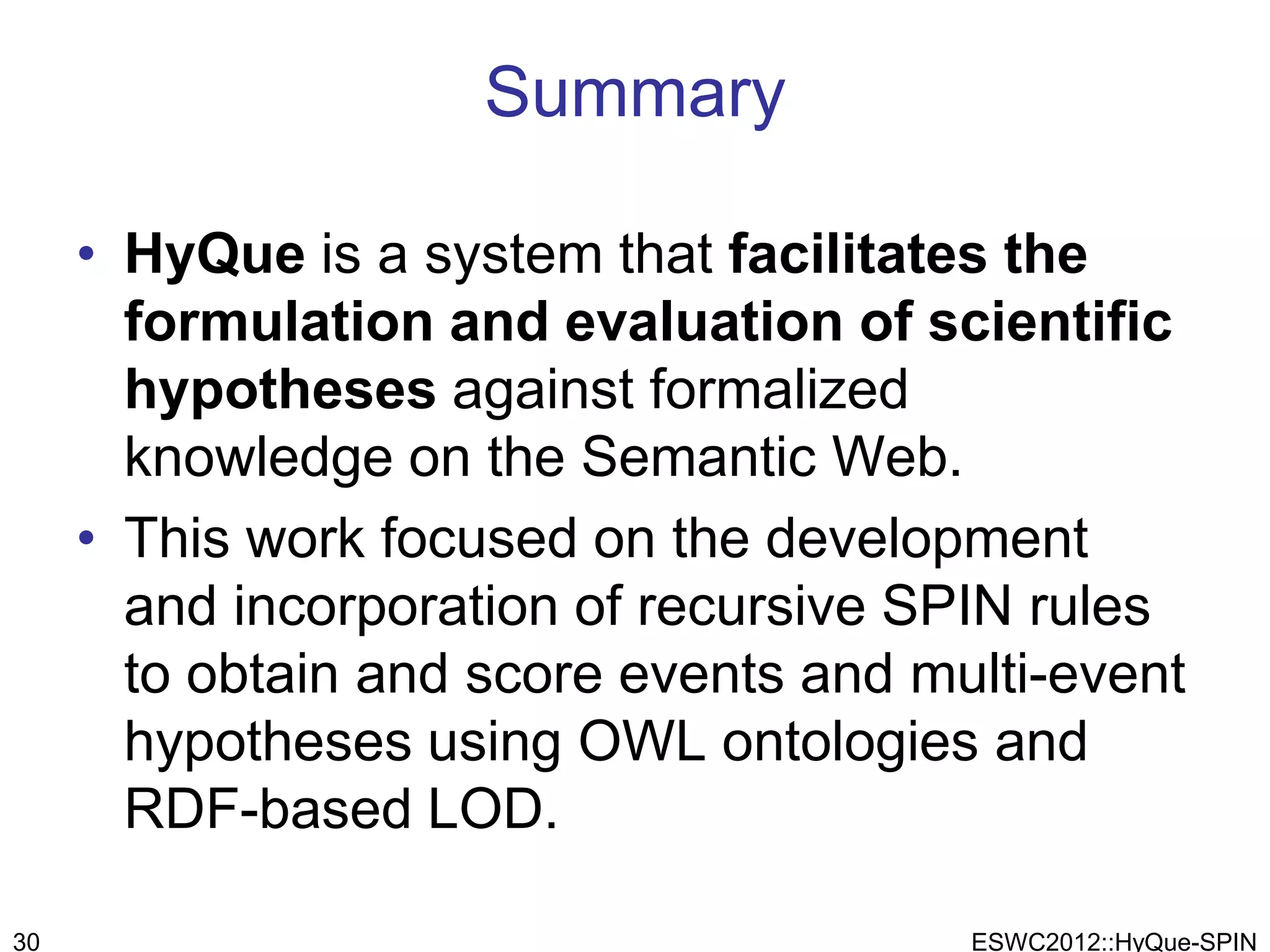 Evaluating scientific hypotheses using the SPARQL Inferencing Notation | PPT