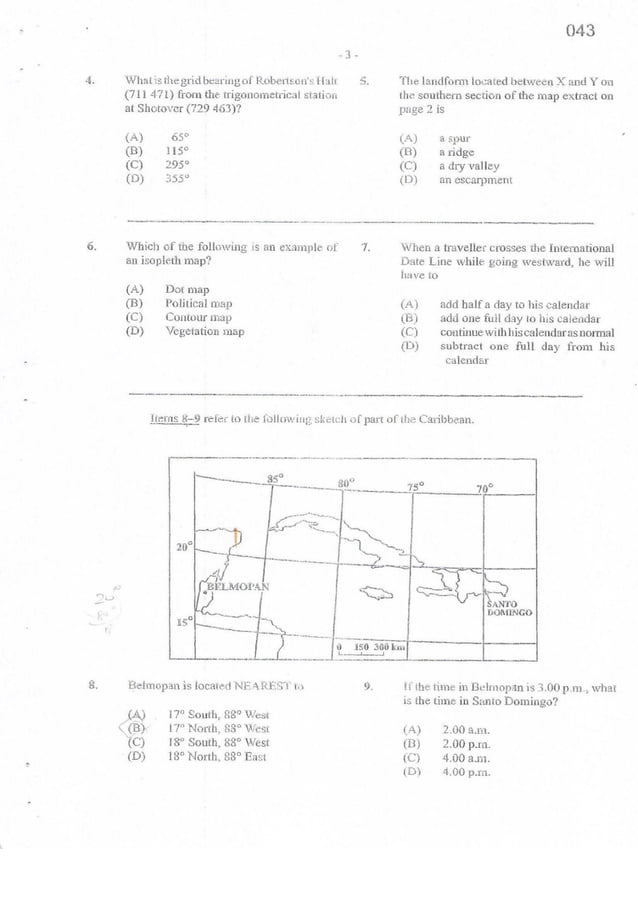 2012 CSEC GEOGRAPHY- multiple choice past paper | PDF