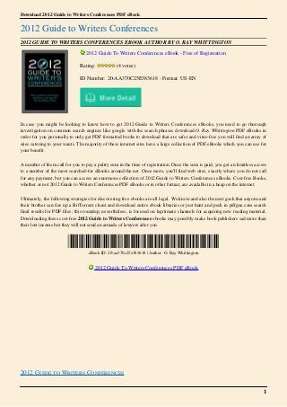 2012 guide to writers conferences