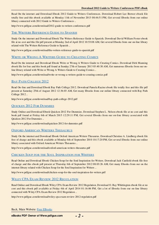 2012 guide to writers conferences