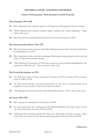2012 higher history exam | PDF