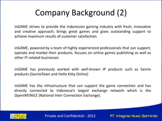 inGAME Company Profile & Indonesia Gaming Market Statistics | PDF