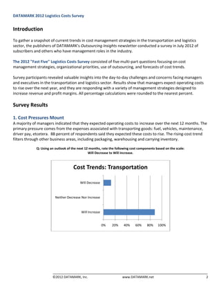 DATAMARK 2012 Logistics Costs Survey | PDF